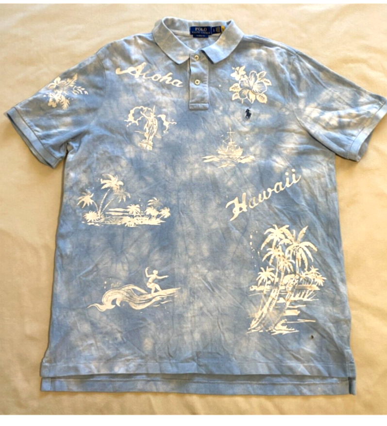 Polo Ralph Lauren Men's Blue Polo Hawaii Aloha Shirt Size Medium | eBay