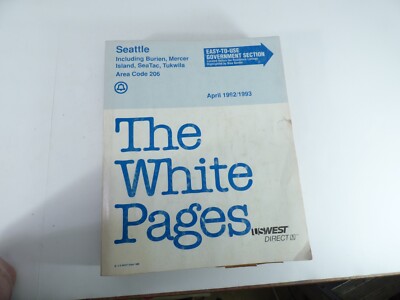 1992 to 1993 Seattle and Mercer Island WA Phone Book White Pages | eBay