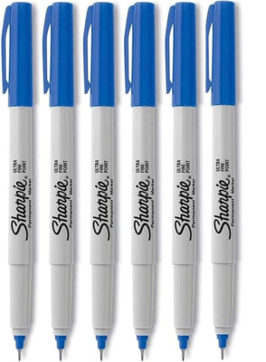 Penna Marker Permanente Ultra Fine Sharpie Blu Standard 6 Pezzi | eBay