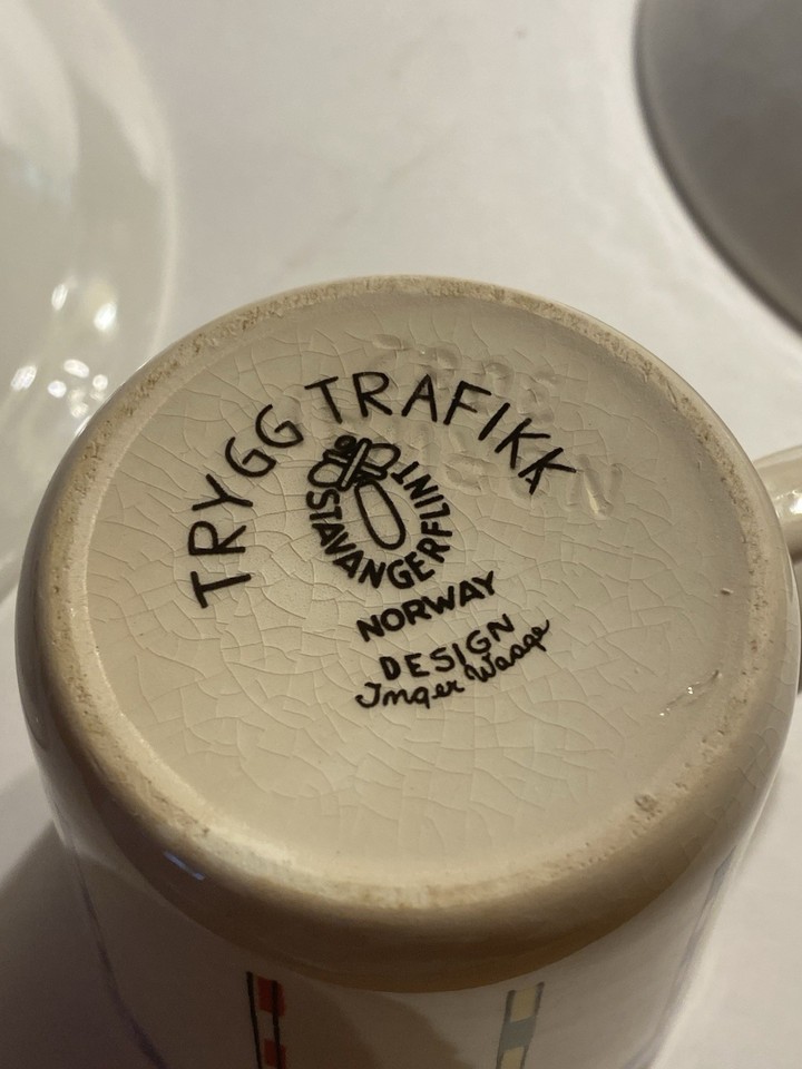 Norwegian Child’s China Stavagerflint Traffic Pattern Plate Bowl Cup ...