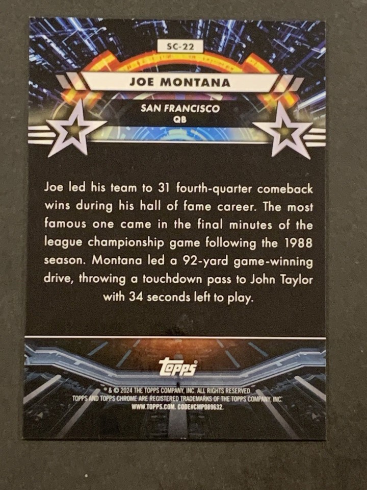 2024 Topps Chrome Cosmic Joe Montana Star Command GOLD /50 SC-22 49ers ...