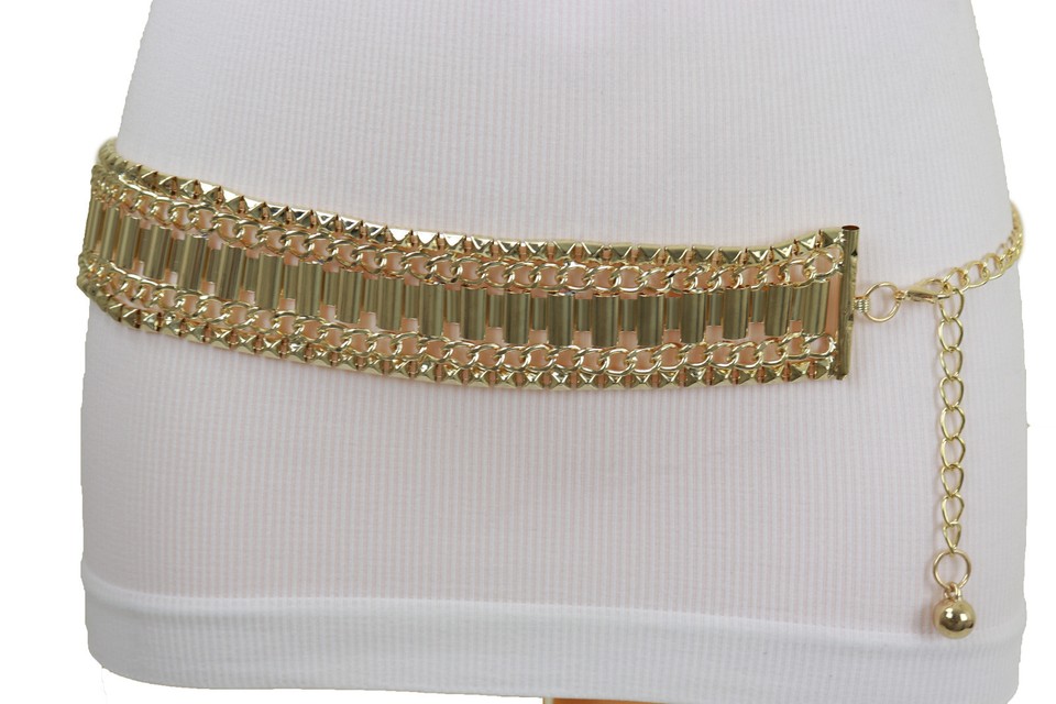 Women Gold Metal Chain Bold Style Elegant Day Night Fashion Belt Hip ...