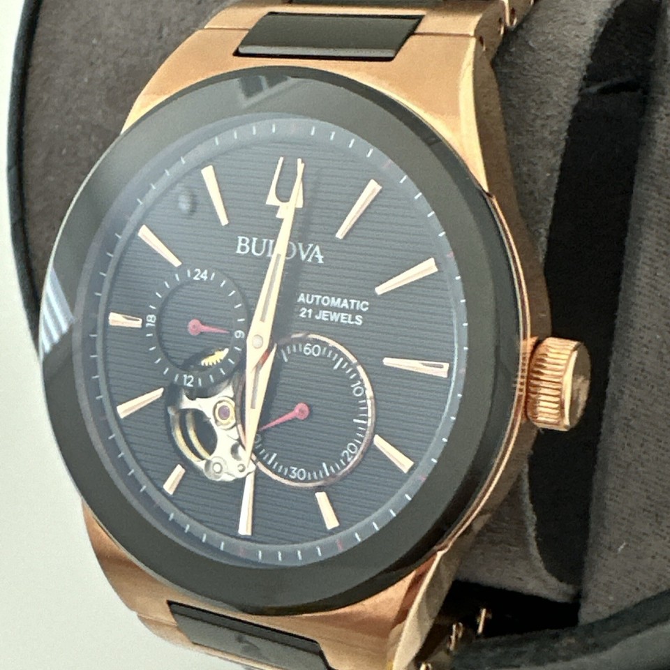 Bulova Latin Grammy Edition Rose Gold Automatic Watch 98A236 *6.5 Inch ...