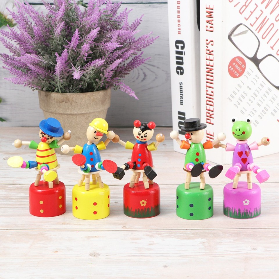 5 Pcs Wooden Toy Set Cartoon Clown Doll Child Funny Toys for Kids ...
