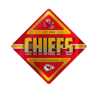 Kansas City Chiefs 16.5"x16.5" Diamond Shape NFL Metal Team Sign New | eBay