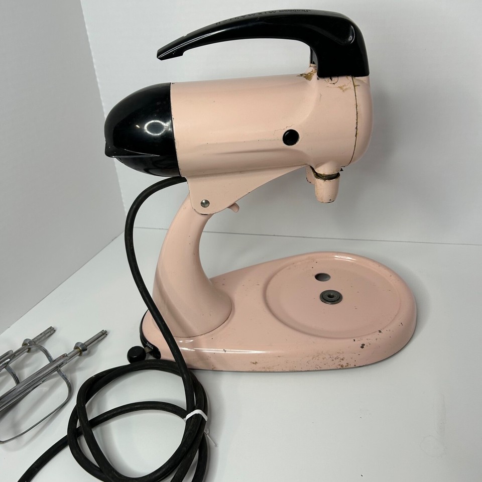 Vintage Sunbeam Mixmaster Pink 10 Speed Electric Mixer With Beaters ...