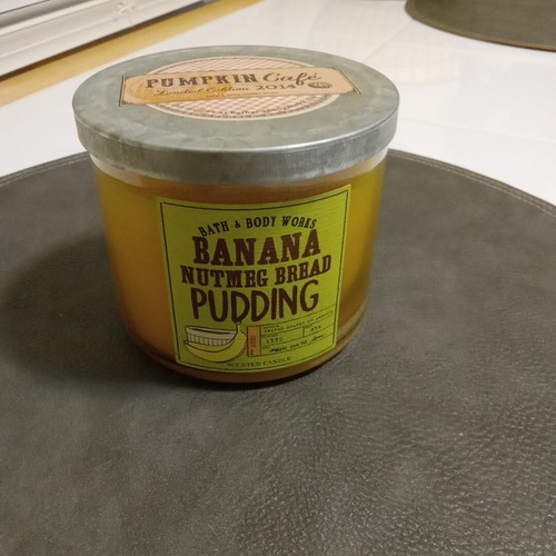 New - Bath & Body Works Banana Nutmeg Bread Pudding Candle 3 Wick 14.5 ...