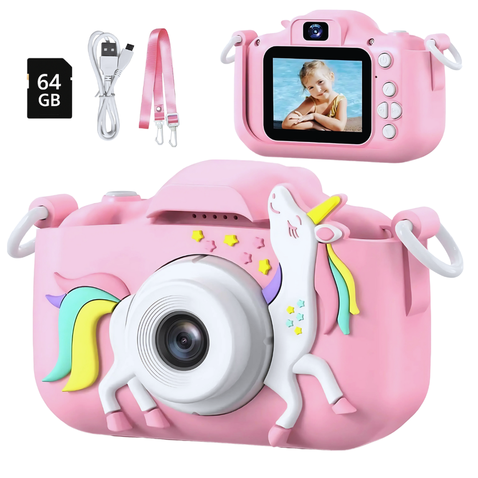 Ruzt Kids Fun Toy Digital Video Camera 1080P with Silicone Cover & 64GB ...