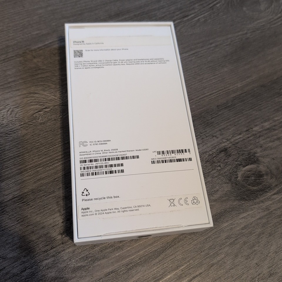 Apple iPhone 16 EMPTY BOX ONLY Lot Of 25 Black Titanium 256GB A3081 ...