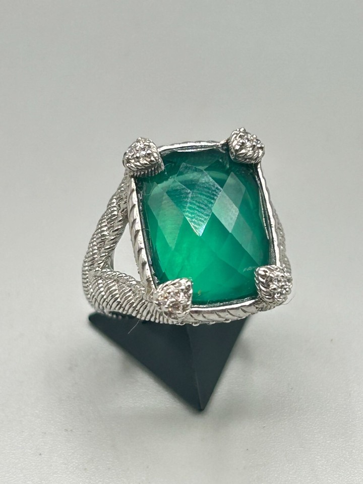 JUDITH RIPKA Ring Size 6 Green Goddess Ring Chalcedony Faceted Stone | eBay