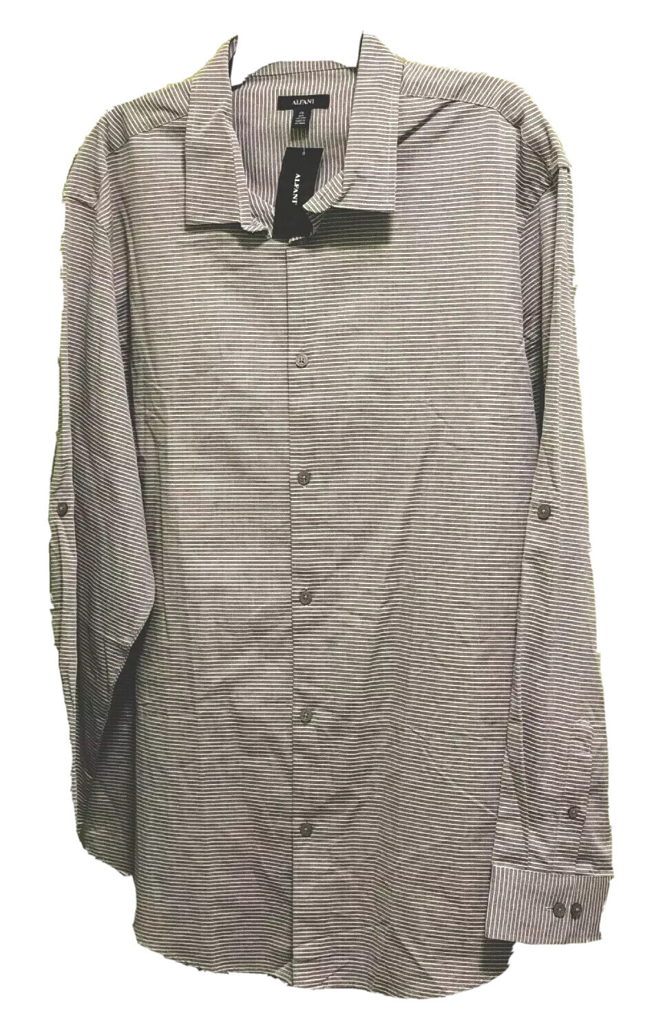 Alfani Men's Warren Roll-Tab Long-Sleeve Button-Down Shirt, Gray, XXL ...