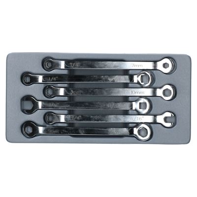 6pc Brake Line Hydraulic Pipe Spanner Wrench Set Open Ended Hex Square ...