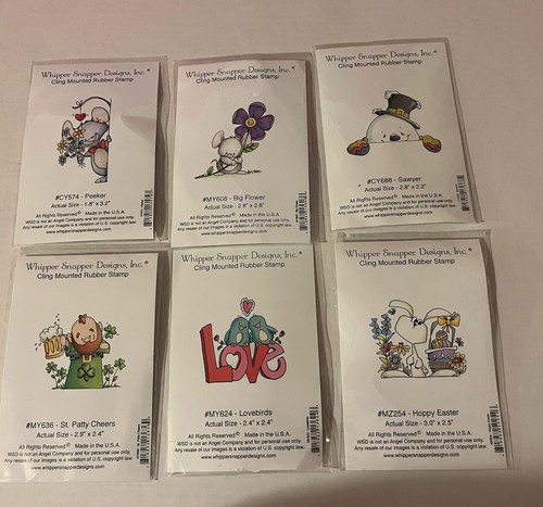 Set Of 6 Christmas Whipper Snapper Rubber Cling Stamps Holiday Easter ...