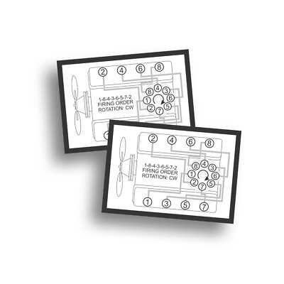 2X Firing Order Decal fits Chevrolet Big Block Rat 8 Cylinder 396 427 ...