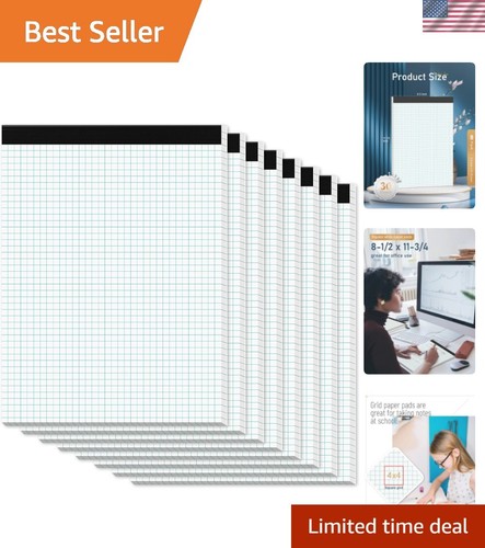 Graph Paper Pads 8.5 x 11, 8 Pack, 4x4 Quad Grid Paper Pad 8-1/2" x 11 ...