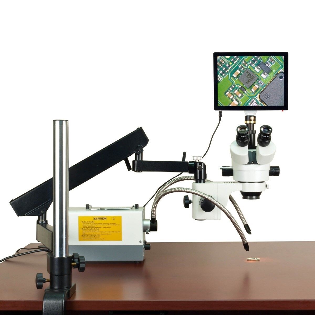 2.1X-270X 5MP Touchscreen Zoom Articulating Microscope 150W Ring & Dual ...
