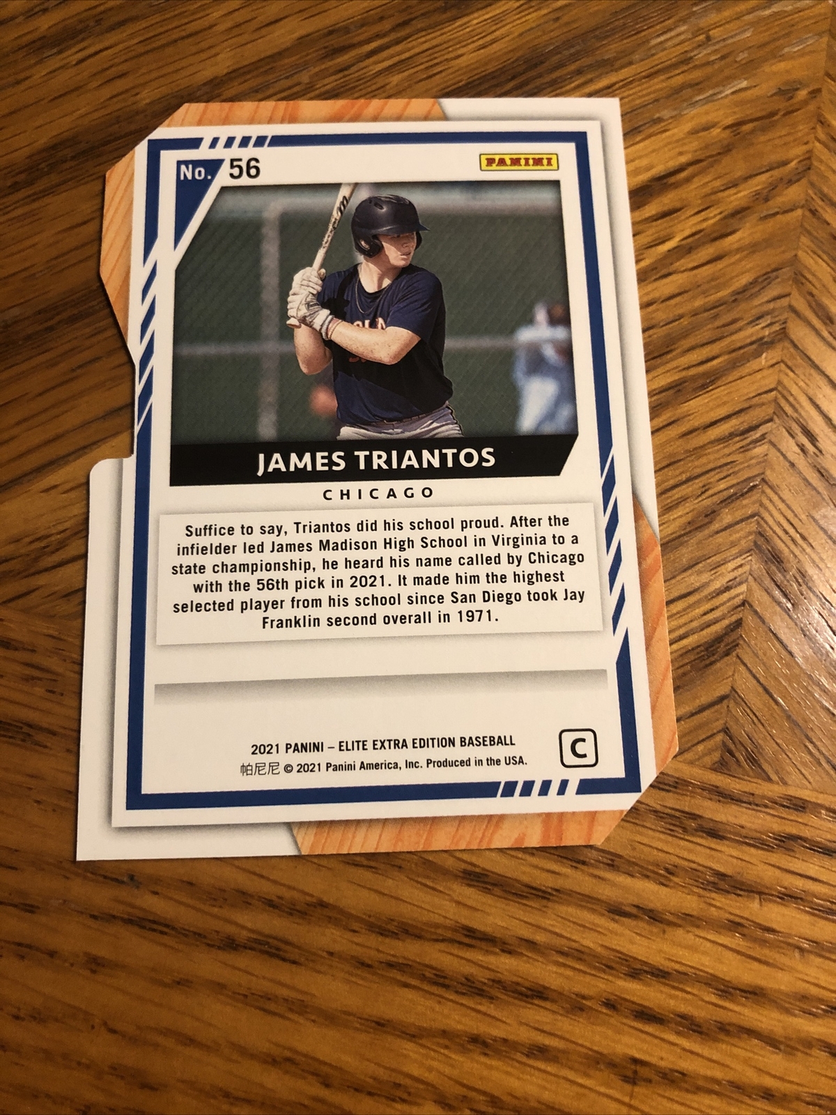 2021 Elite Extra Edition James Triantos #56 Red Die Cut Prime Numbers ...