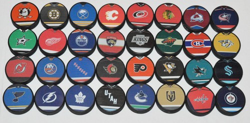 HOCKEY PUCKS ALL 32 NHL TEAMS Complete Set "Jersey Design" Logo Puck ...