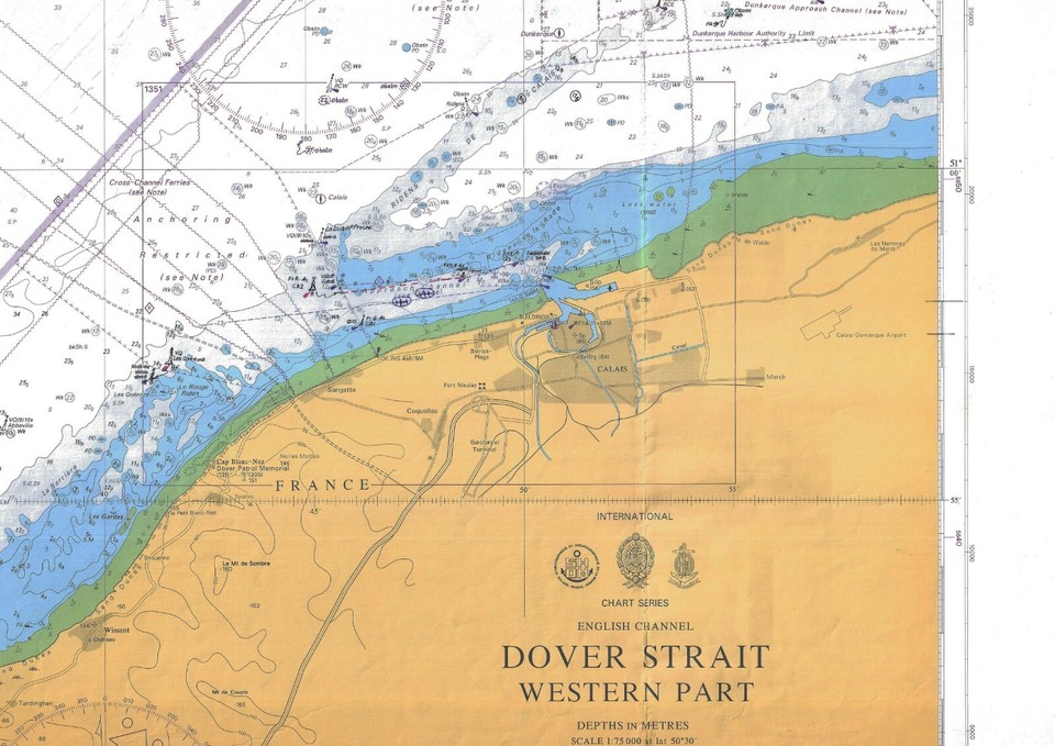 Admiralty 1892 English Channel Dover Strait Western Part Chart Map ...