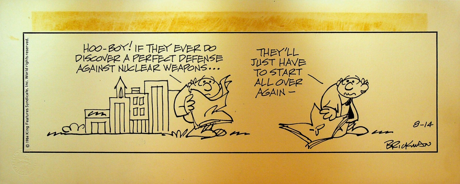 The Small Society Original Comic Strip Art August 14 1984 Nuclear ...