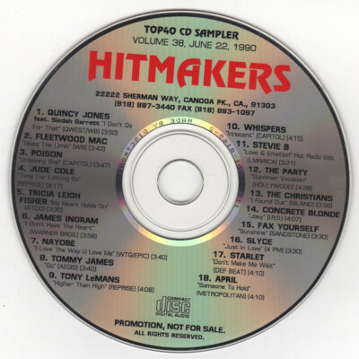 Hitmakers Top 40 CD Sampler Volume 38 PROMO MUSIC AUDIO 90s Stevie B ...