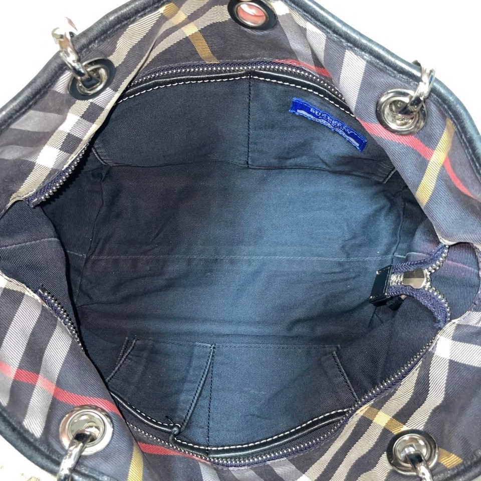 Burberry Blue Label Tote Bag 2way Canvas Leather Gray Authentic | eBay