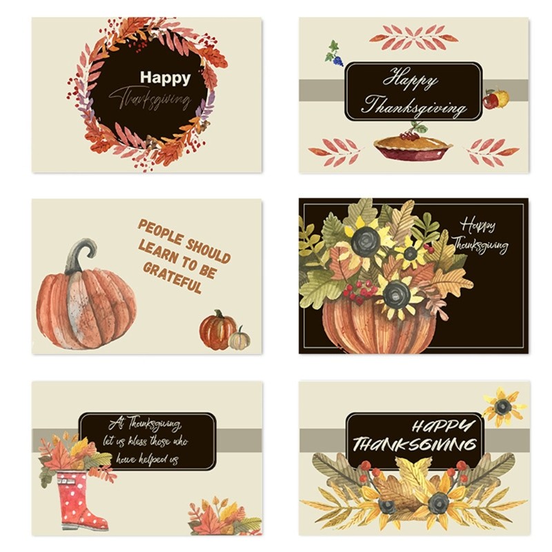 Set of 6 Happy Thanksgiving Cards with Envelopes Stickers Pumpkin ...
