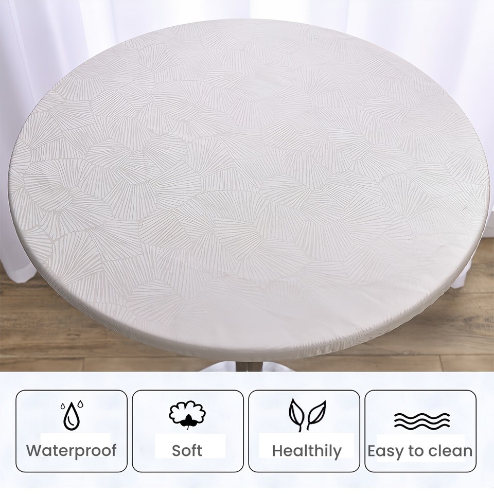 Round Tablecloth Waterproof Oil-Proof Stretch Table Cover Decoration ...