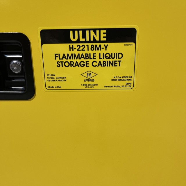 Uline H-2218M-Y Slimline 18GA Double Wall 12-Gal. Flammable Storage ...