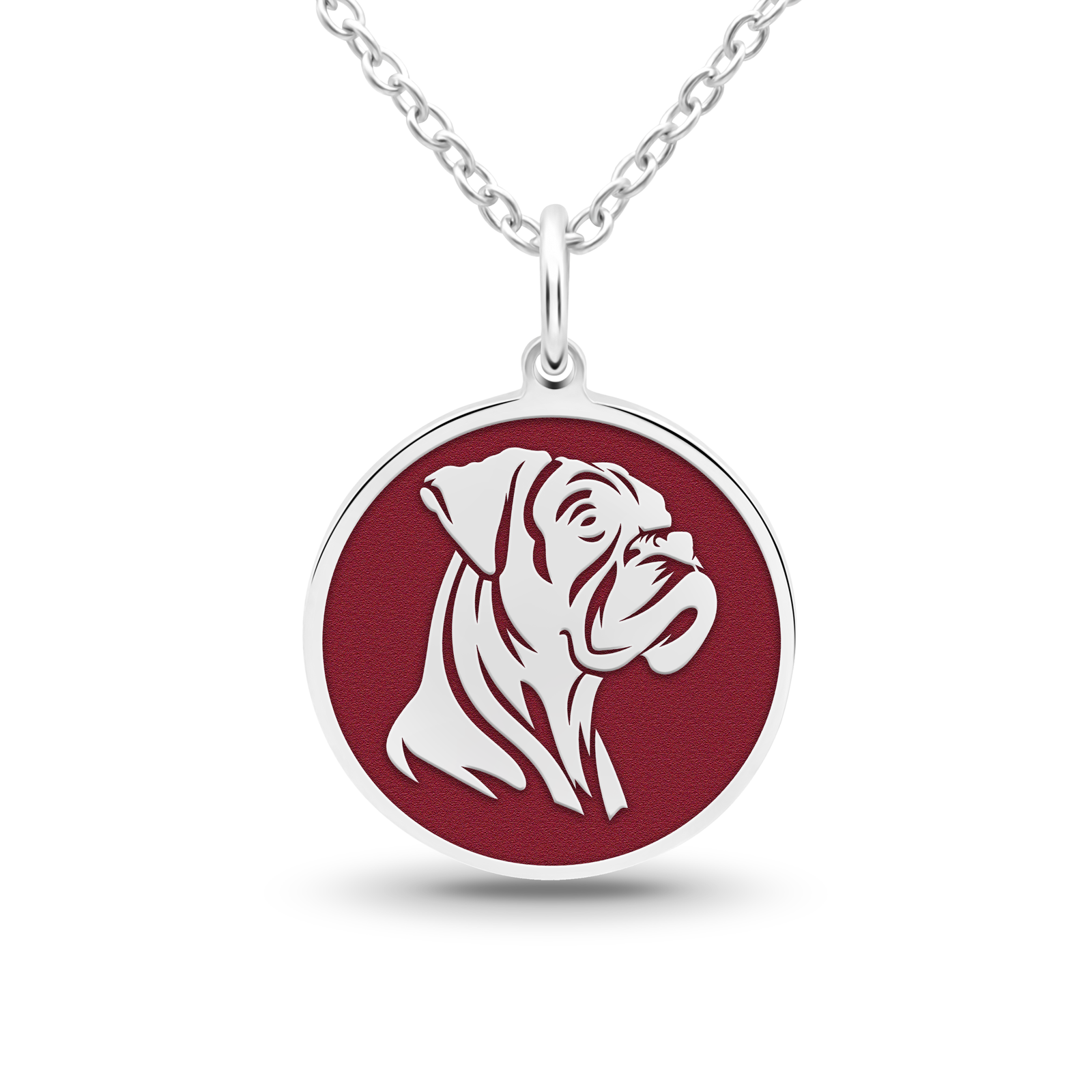 Tokemoti 925 Sterling Silver Boxer Dog Violet Red Enamel Pendant ...