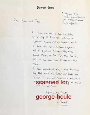 STEWART STERN - LETTER - AUTOGRAPH - REBEL WITHOUT A CAUSE - JAMES DEAN ...