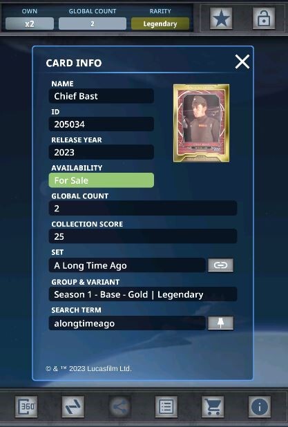 Star Wars Card Trader - A Long Time Ago Legendary Gold Base Chief Bast ...
