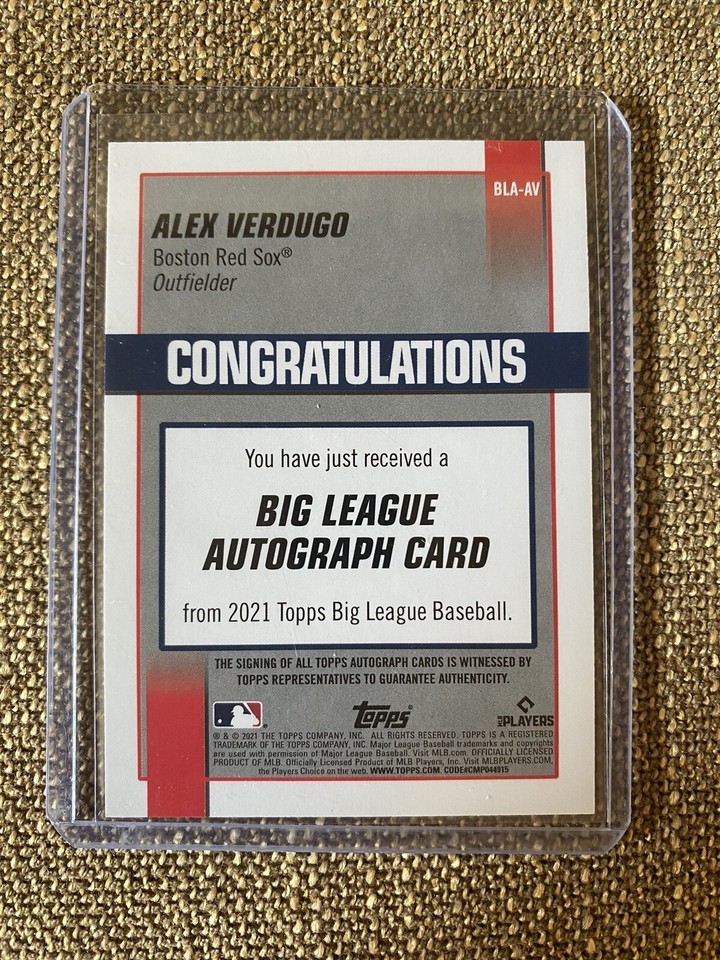 2021 Topps Big League Alex Verdugo Big League Auto Autograph #BLA-AV ...