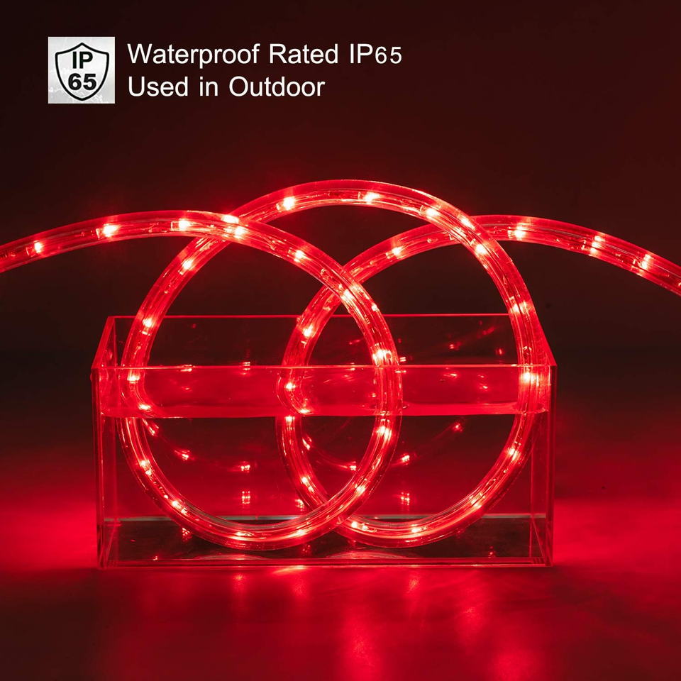 Red LED Rope Strip Lights, Outdoor, Indoor, 432Leds 40Ft/12M ...