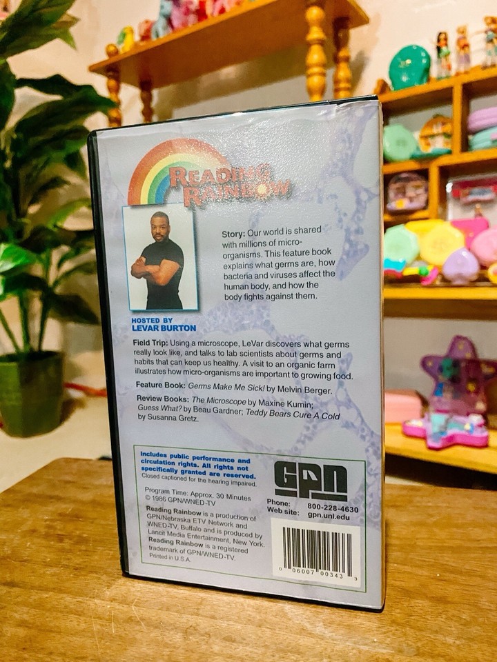 Reading Rainbow VHS "Germs Make Me Sick" Ep #034/155 LeVar Burton | eBay