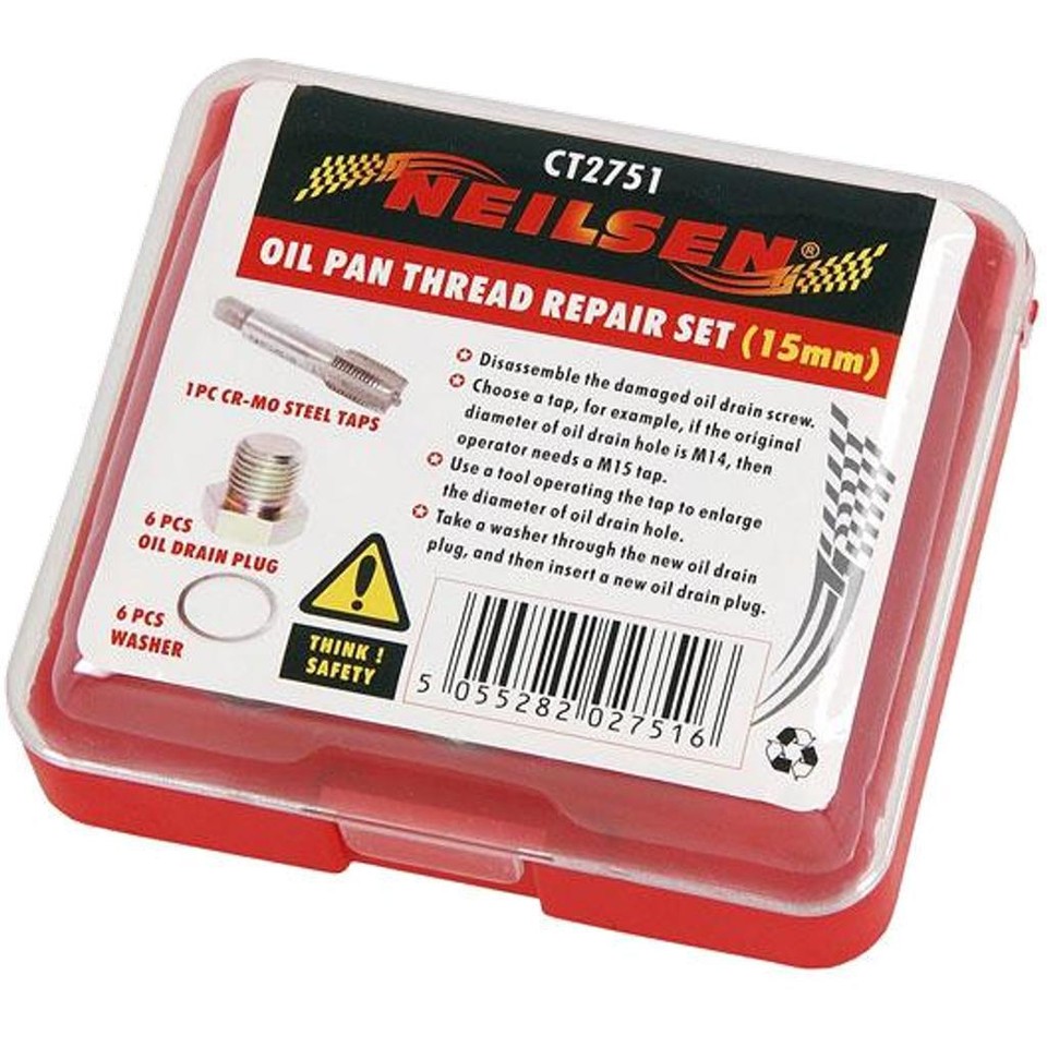 Neilsen Oil Sump Plug Pan Thread Repair Kit M14 Re-taps To M15 14mm To ...