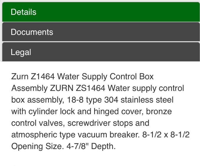 Zurn Z-1464 Water Supply Control Box Assembly | eBay