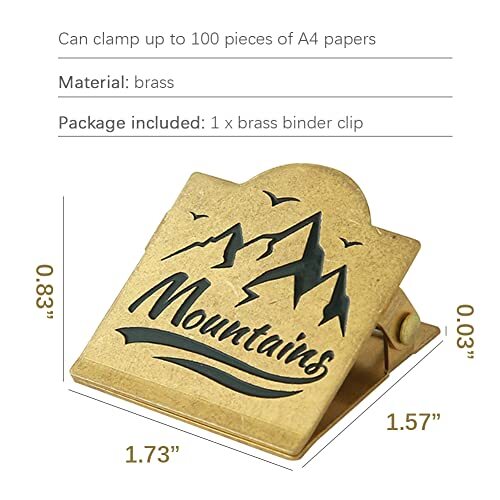 Reusable Brass Binder Clip Metal Paper Binder Clip Notebook Binder Clip ...