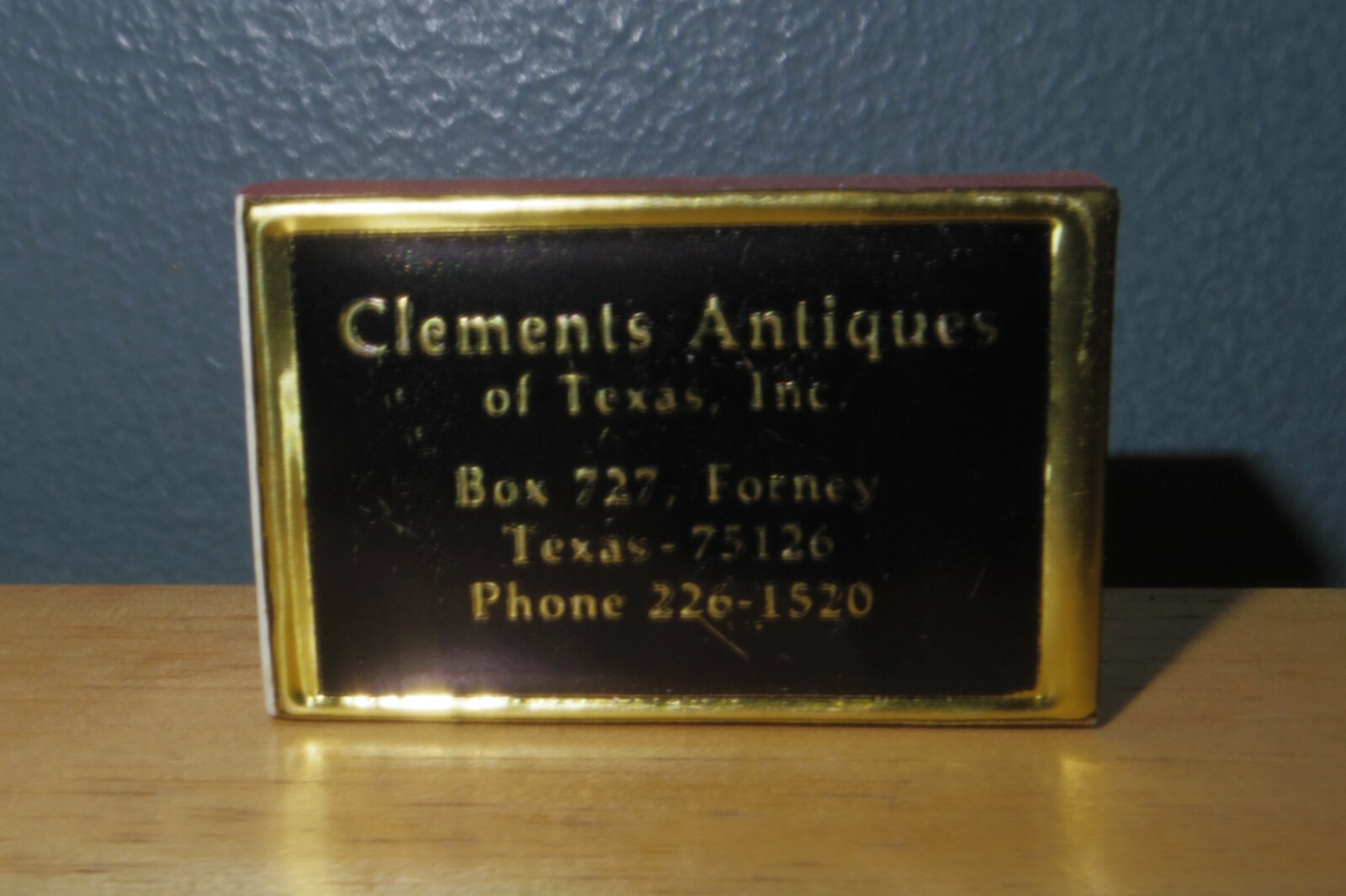 Vintage Clements Antiques of Texas Inc. Forney Texas Matchbox Struck ...