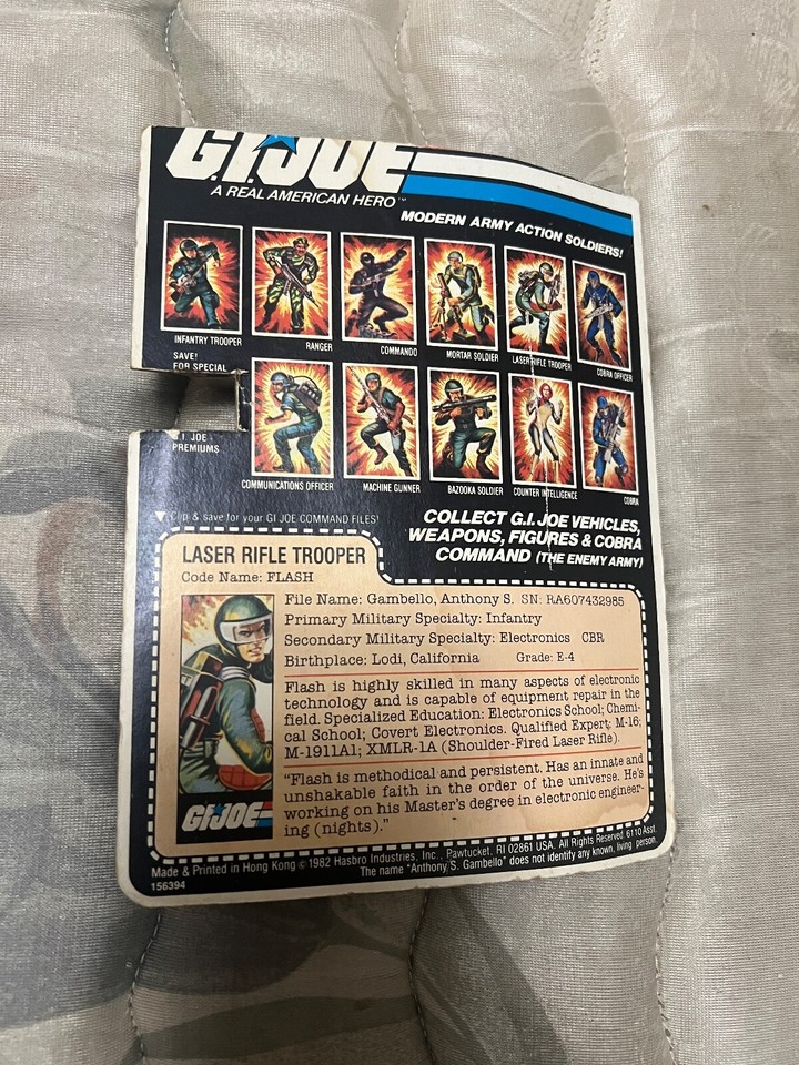 FLASH 1982 ON ROUGH CARD COBRA GI JOE | eBay