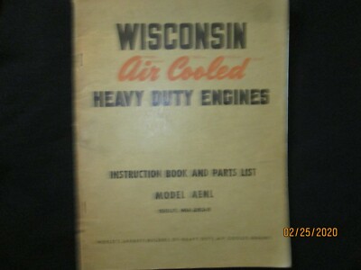 Wisconsin Engines Model AENL Instruction Book & Parts List Manual ...