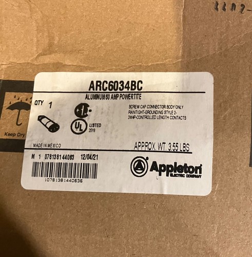 APPLETON ARC6034BC 60-Amp Pin&Sleeve Connector 600V 3W 4P 60A for sale ...
