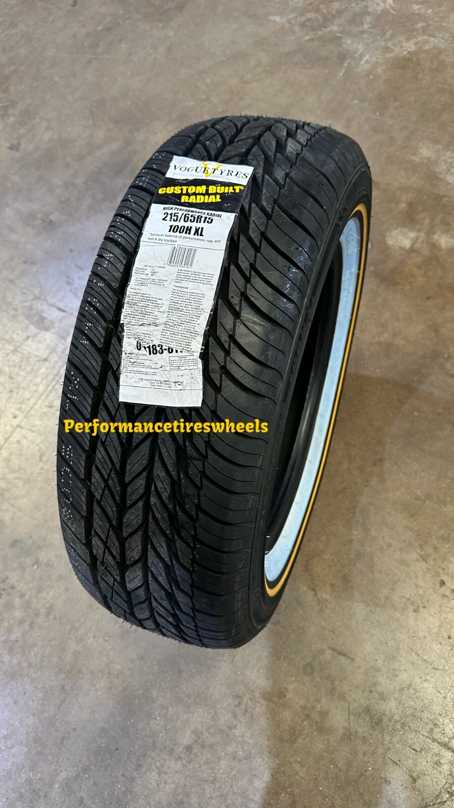 1 NEW 215-65R15 100H XL VOGUE CUSTOM BUILT GOLD WHITE SIDEWALL TIRE 215 ...
