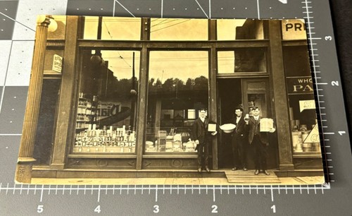 1900s Men GROCERY STORE Window Display GREAT REFLECTION Sign Antique ...