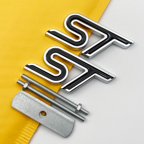 3D Metal Black ST Front Grille Car Emblem + Chrome Rear Lid Sport Turbo ...