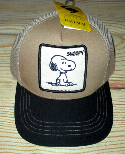 MENS PETER GRIMM PEANUTS SNOOPY TAN BLACK ADJUSTABLE SNAPBACK CAP TRUCKER HAT | eBay