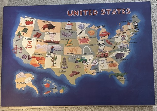 Large 36" United States U.S. Map Colorful Canvas Wall Hanging Decor ...