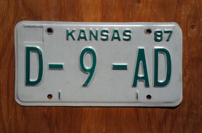 1987 Kansas DEALER License Plate # D-9-AD | eBay