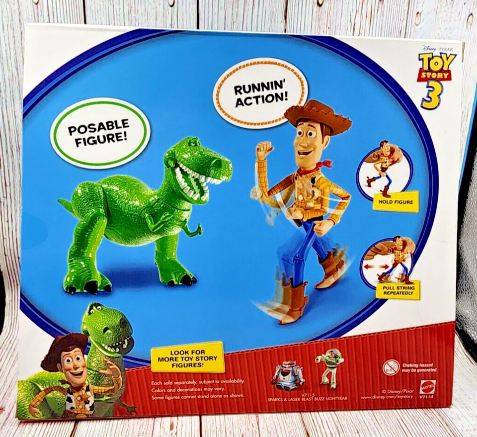TOY STORY 3 Posable REX & Deluxe Super Sprint WOODY Action Figure Toys ...