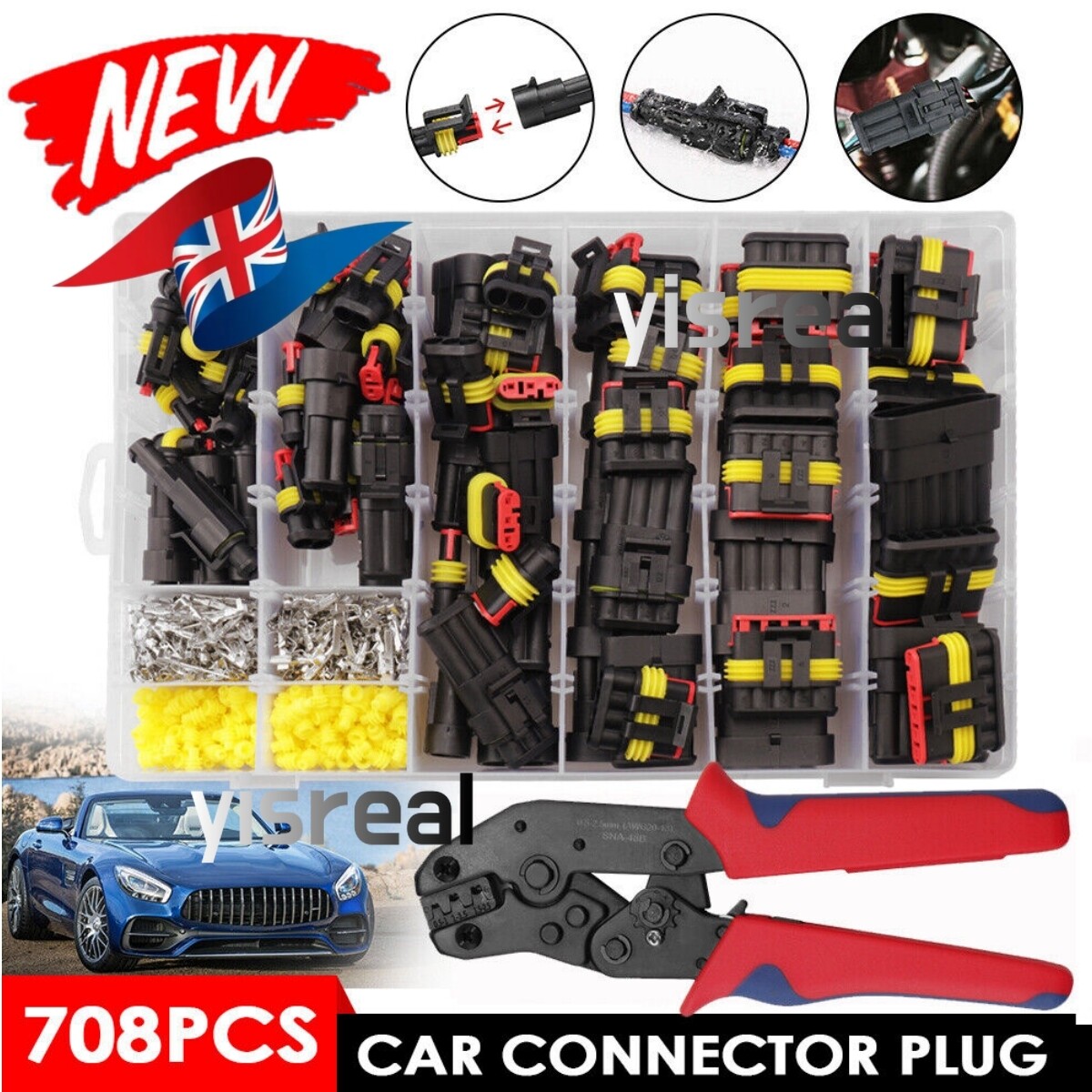 708Pcs Waterproof 1-6 Pin Car Electrical Wire Connector Plug Kit ...